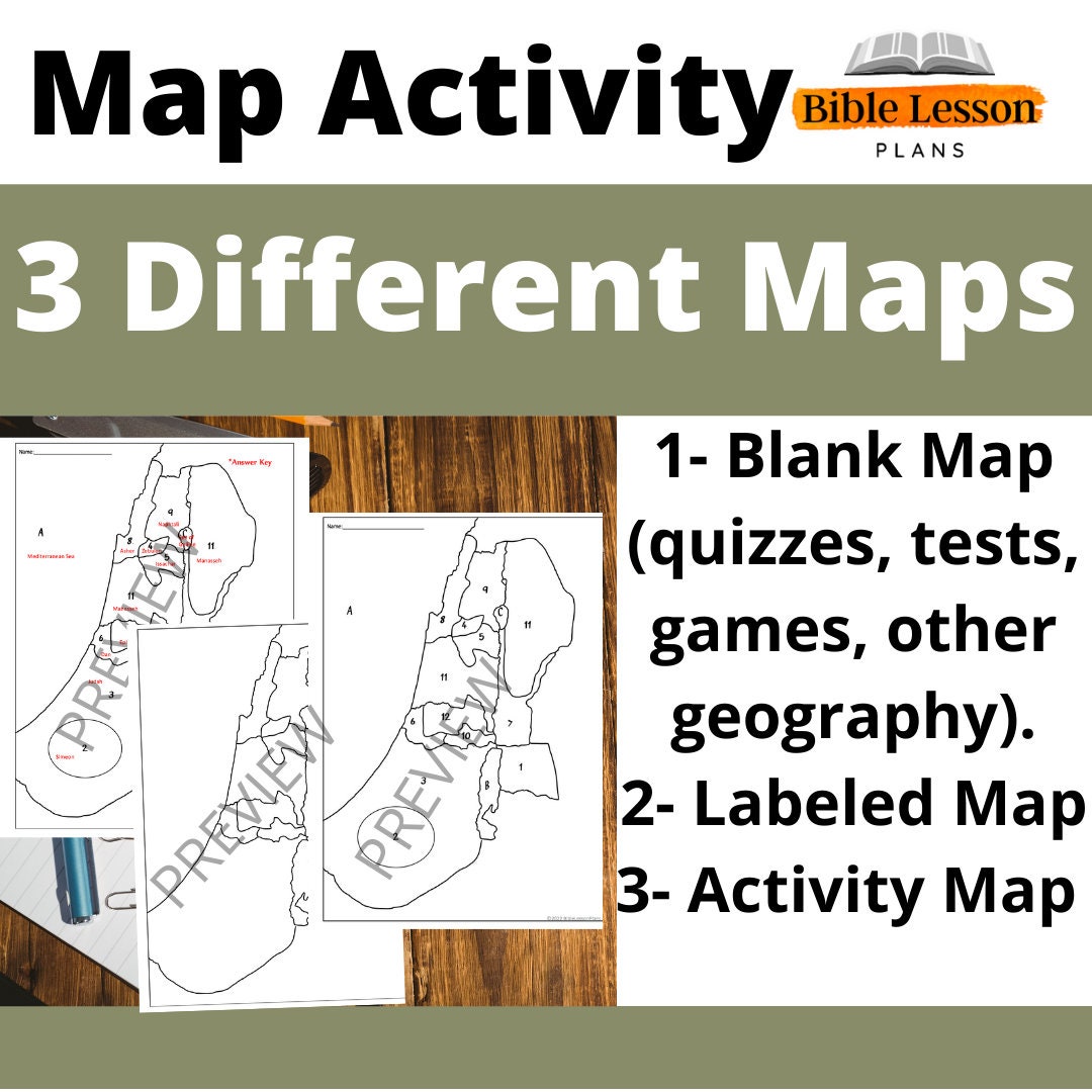 12 Tribes of Israel Map Activity: Bible Class, Sunday School - Etsy