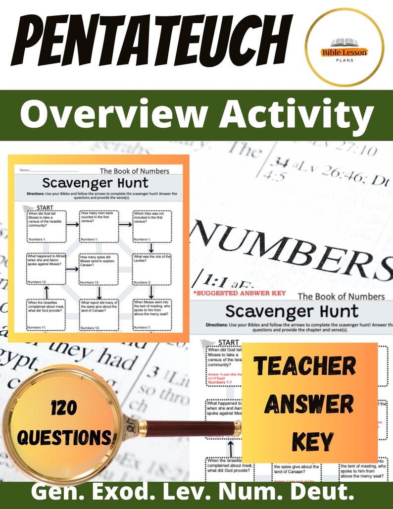 Pentateuch Scavenger Hunt: Old Testament Bible Lesson Activity - Etsy