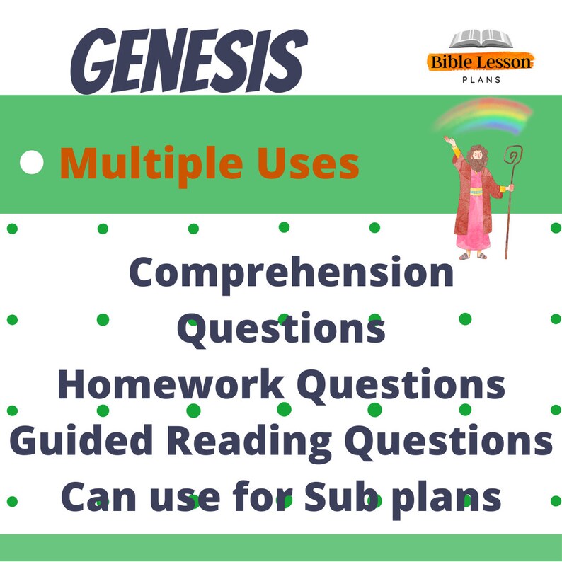 Genesis Bible Study: Noah's Ark, Comprehension Questions (chapters 6-10 ...