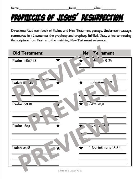 Prophecies for Jesus Resurrection, Jesus Resurrection, Easter Activity ...