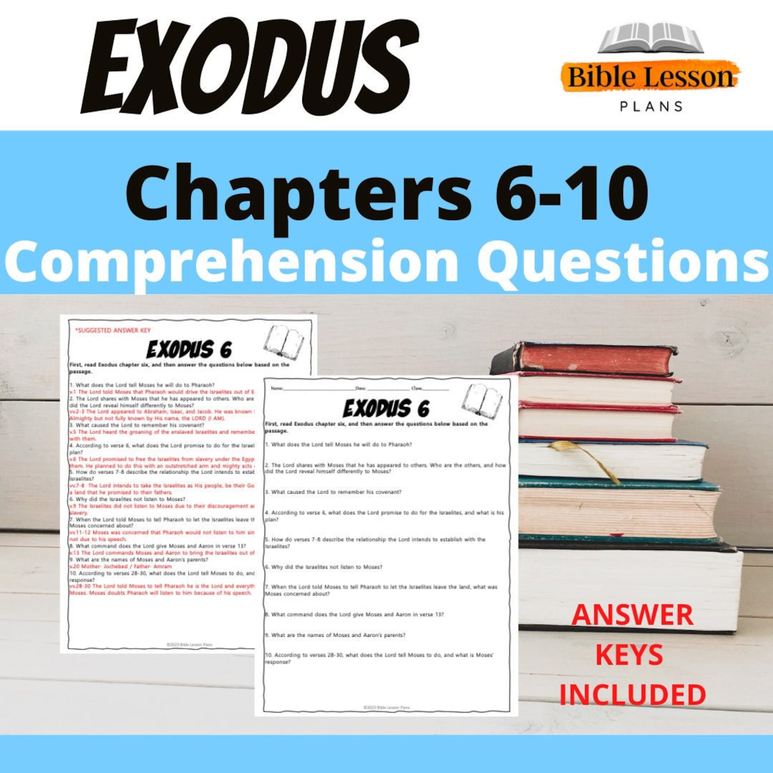 Exodus Chapters 6-10 Comprehension Questions: Bible Study Guide ...