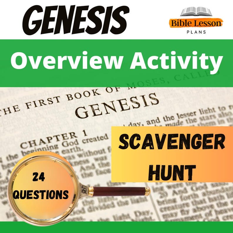 Genesis Overview Activity Scavenger Hunt Old Testament Bible Lesson ...