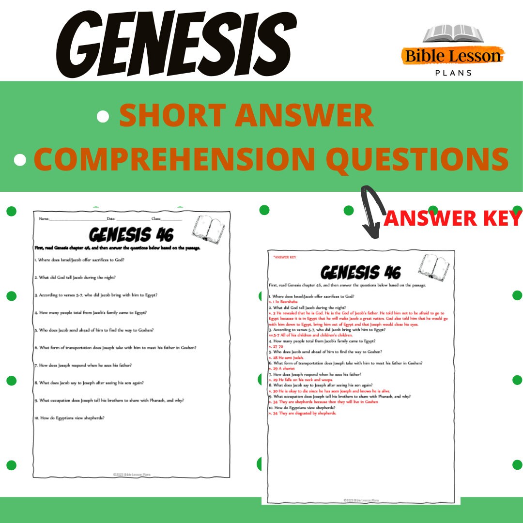 Genesis Bible Study Guide: Comprehension Questions & Teacher Answers ...