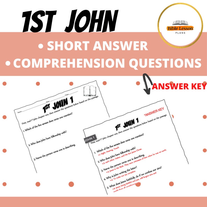 1 John Bible Study Guide: Comprehension Questions & Answers - Etsy