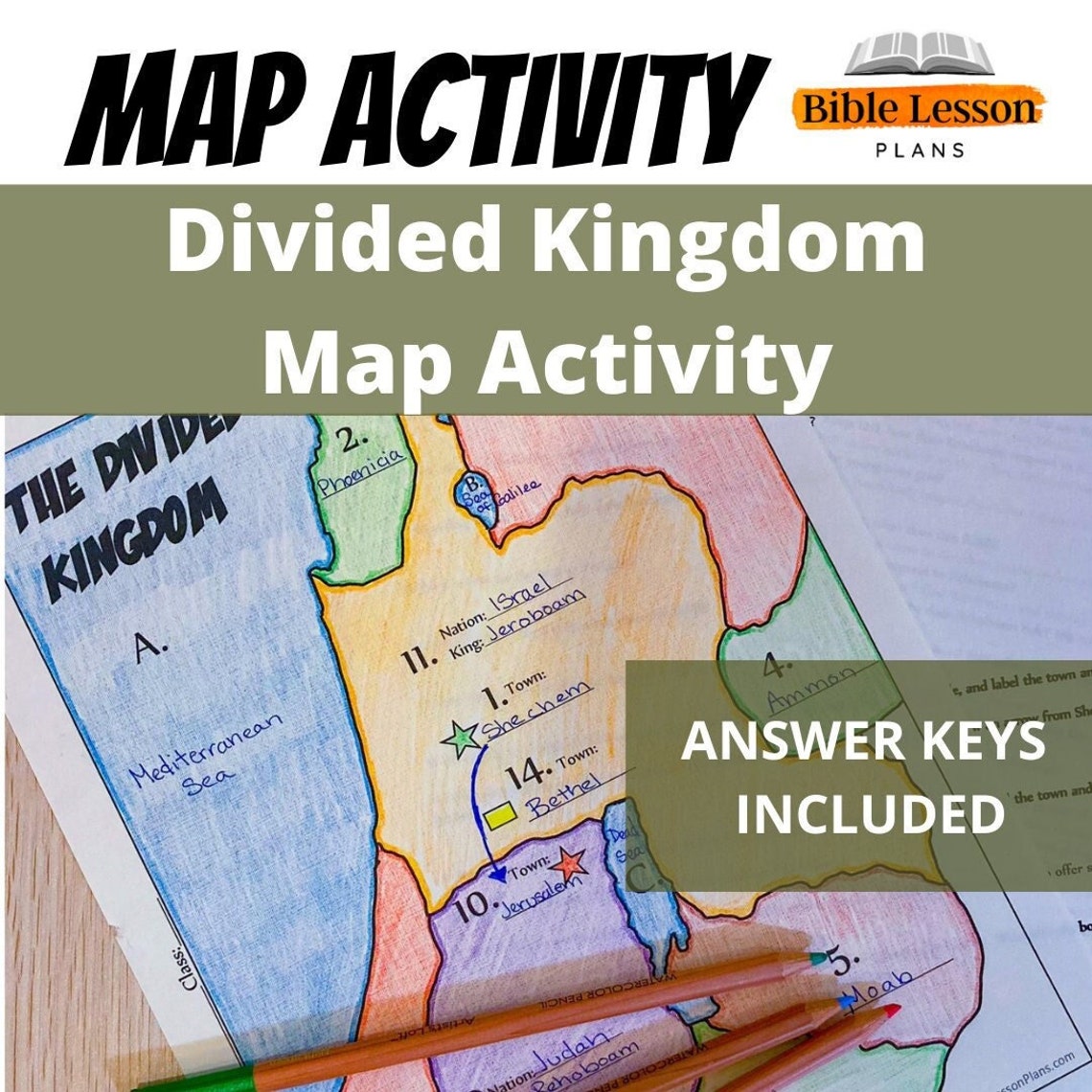 Divided Kingdom Map Activity: Bible Study, Homeschool (PDF Pattern) - Etsy