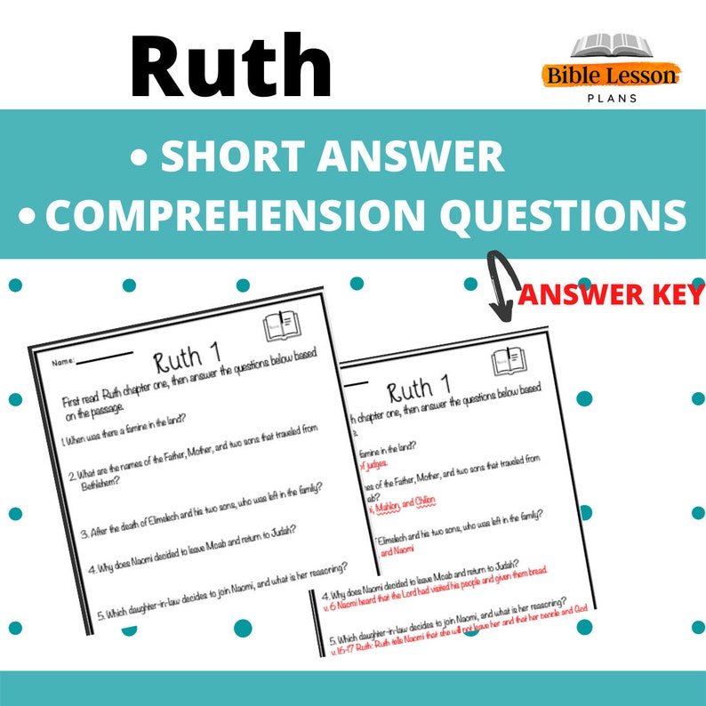 Book of Ruth, Bible Printable, Sunday School, Church, Christian School ...