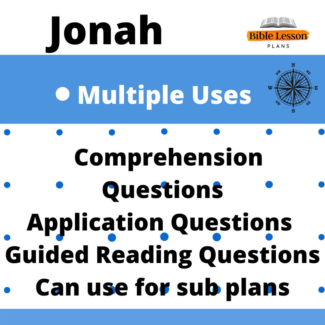 Book of Jonah Comprehension Questions, Educational Prints, Jonah Bible ...