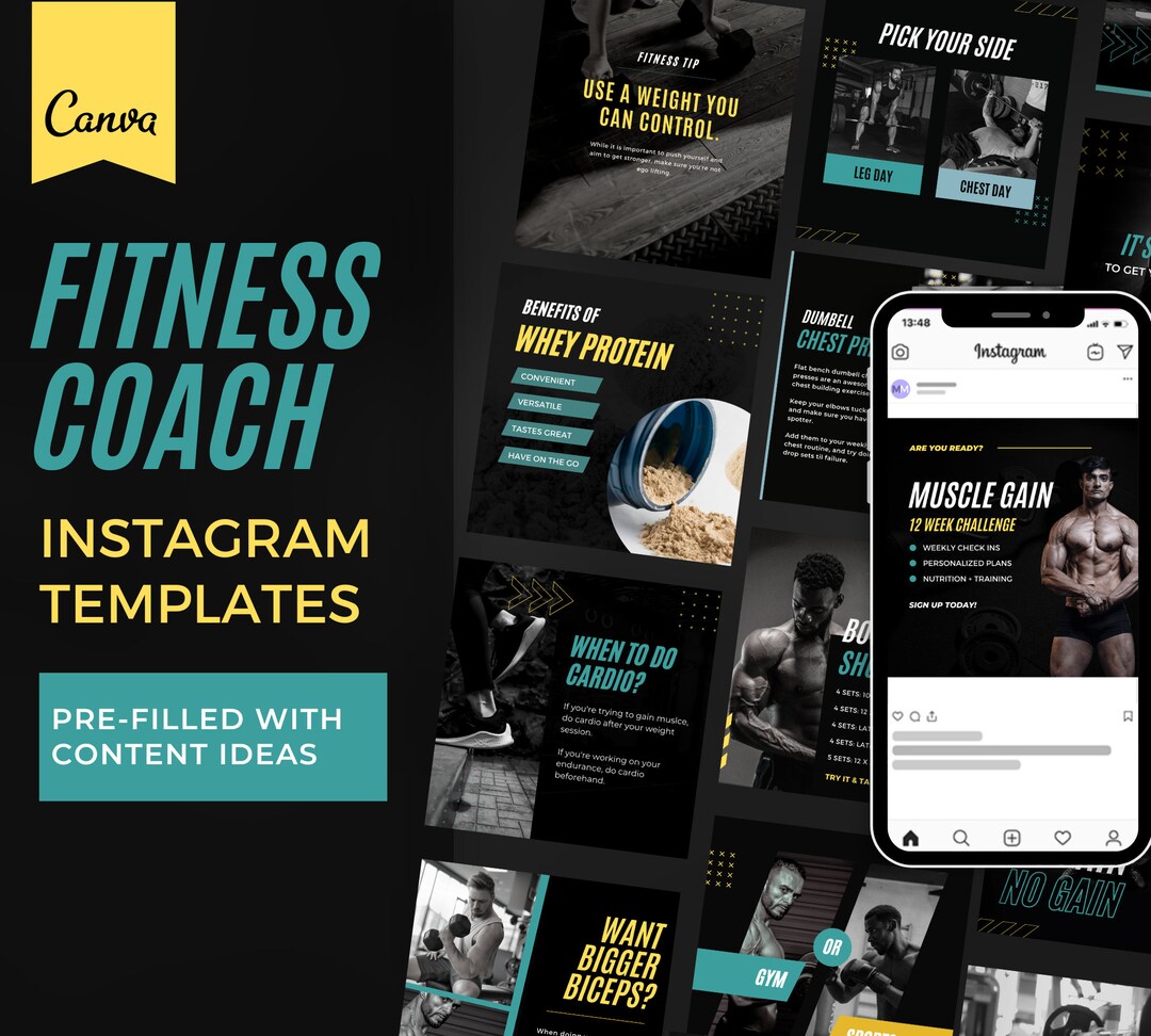 Fitness Coach Instagram Templates | Canva Fitness Instagram Post ...