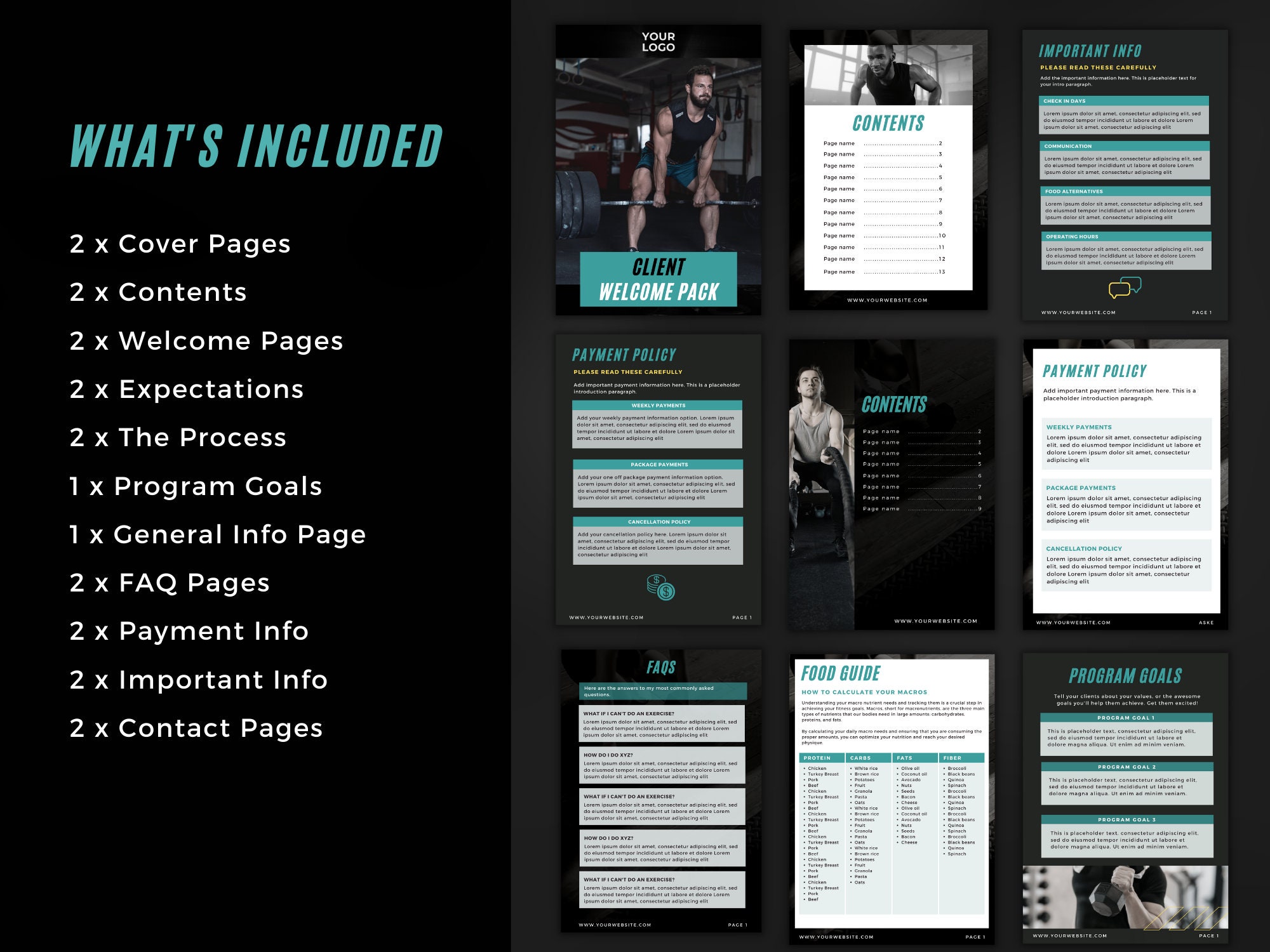 Fitness Client Welcome Packet Canva | Client Welcome Pack for Fitness ...