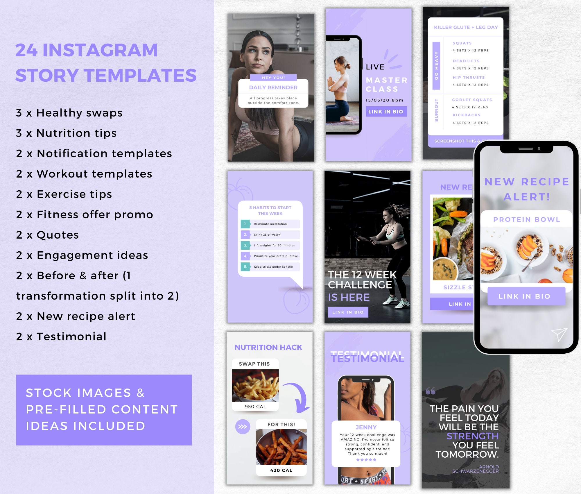 120+ Fitness Nutrition Template Bundle | Fitness Instagram Template ...