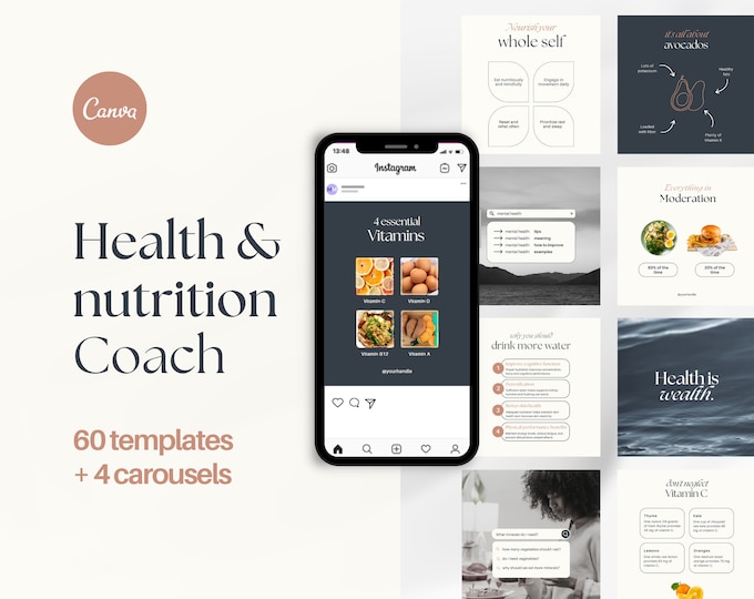 Nutrition Coach Instagram Template Canva Instagram Post Health Template ...