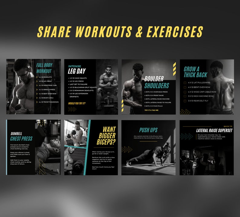 Fitness Coach Instagram Templates Canva Fitness Instagram Post