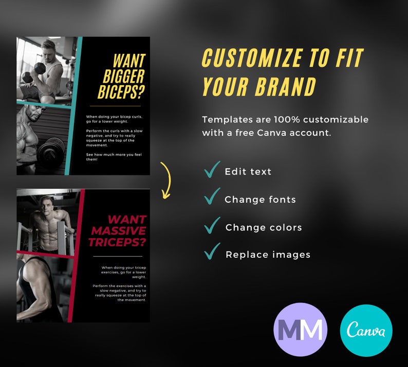 Fitness Coach Instagram Templates Canva Fitness Instagram Post ...