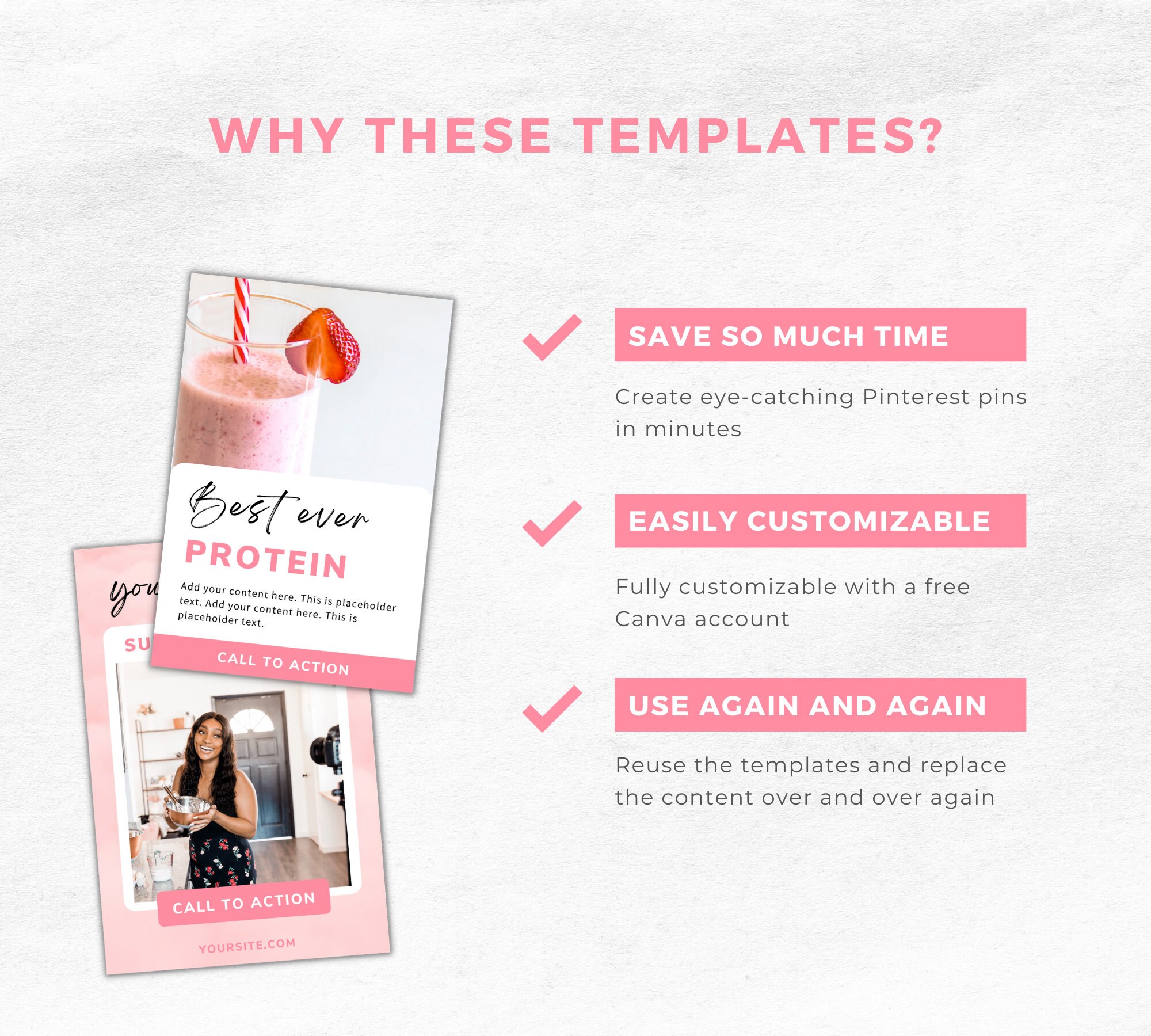 Wellness Pinterest Templates Canva, Pink Pinterest Pins, Health ...