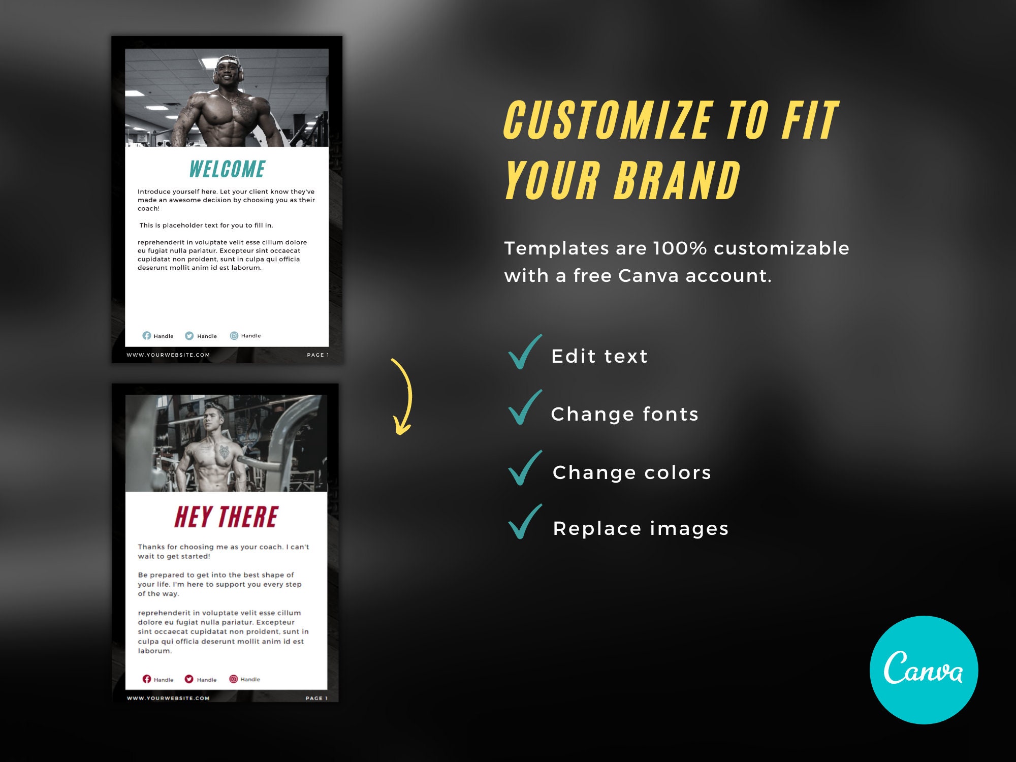 Fitness Client Welcome Packet Canva | Client Welcome Pack for Fitness ...