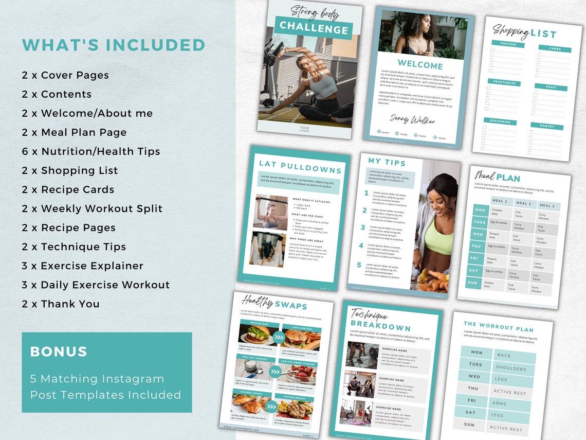 Fitness Program Template Canva Fitness Ebook Template | Etsy