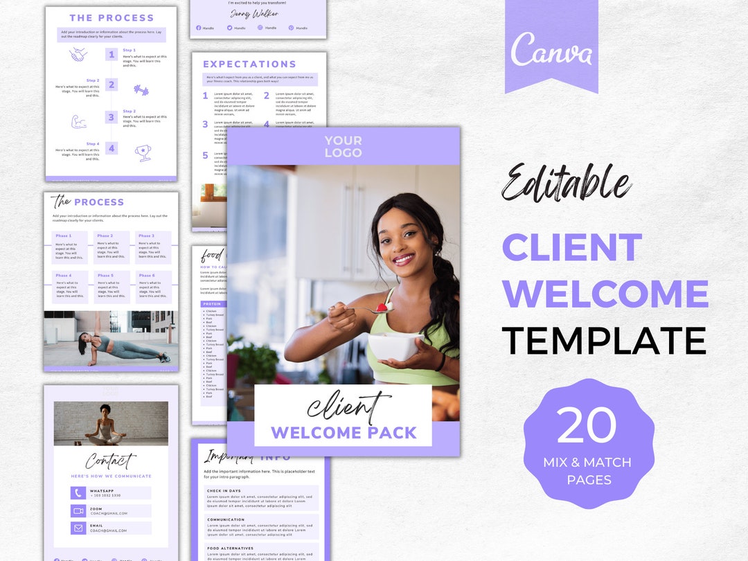 Fitness Welcome Pack Canva Template | Client Onboarding Pack Template ...