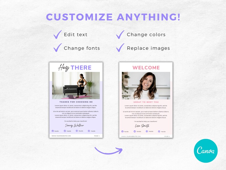 Fitness Welcome Pack Canva Template Client Onboarding Pack - Etsy
