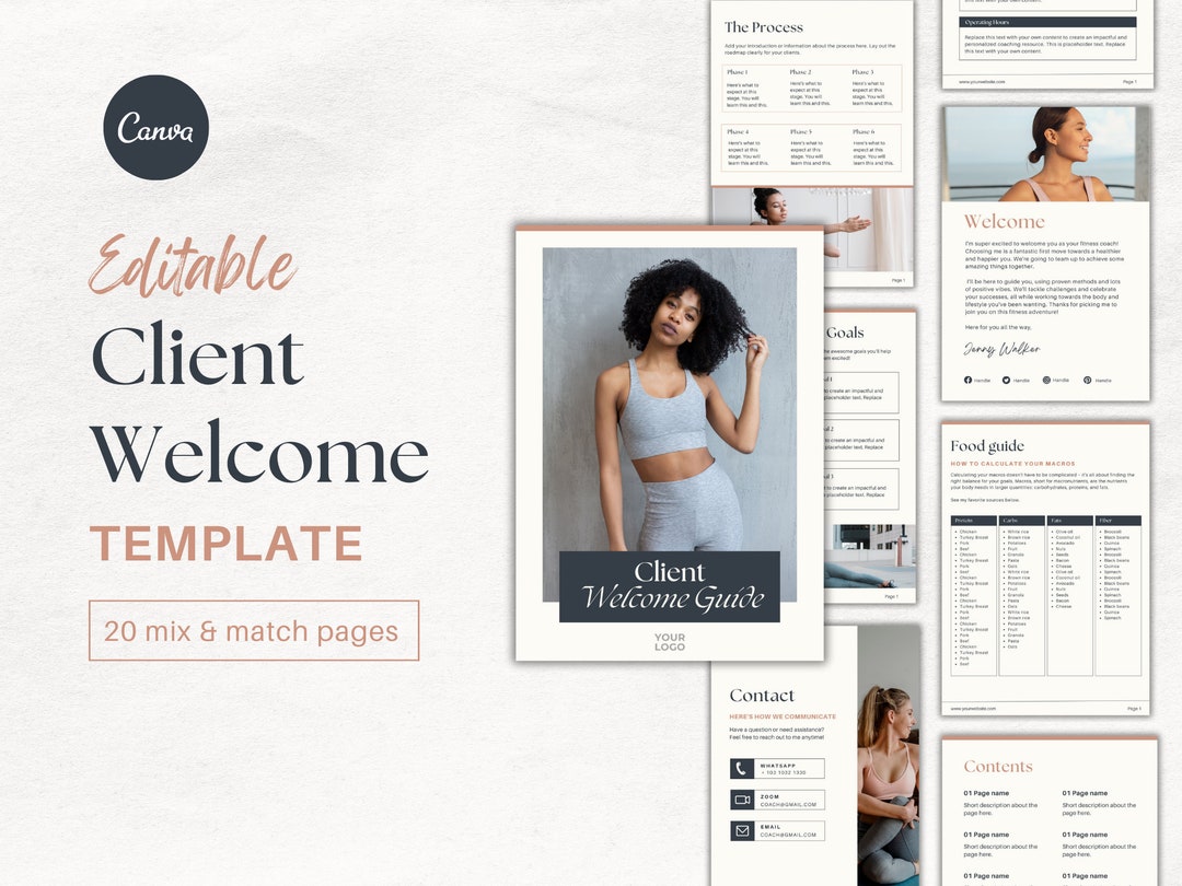 Nutrition Wellness Client Welcome Canva Template Client Onboarding Pack ...