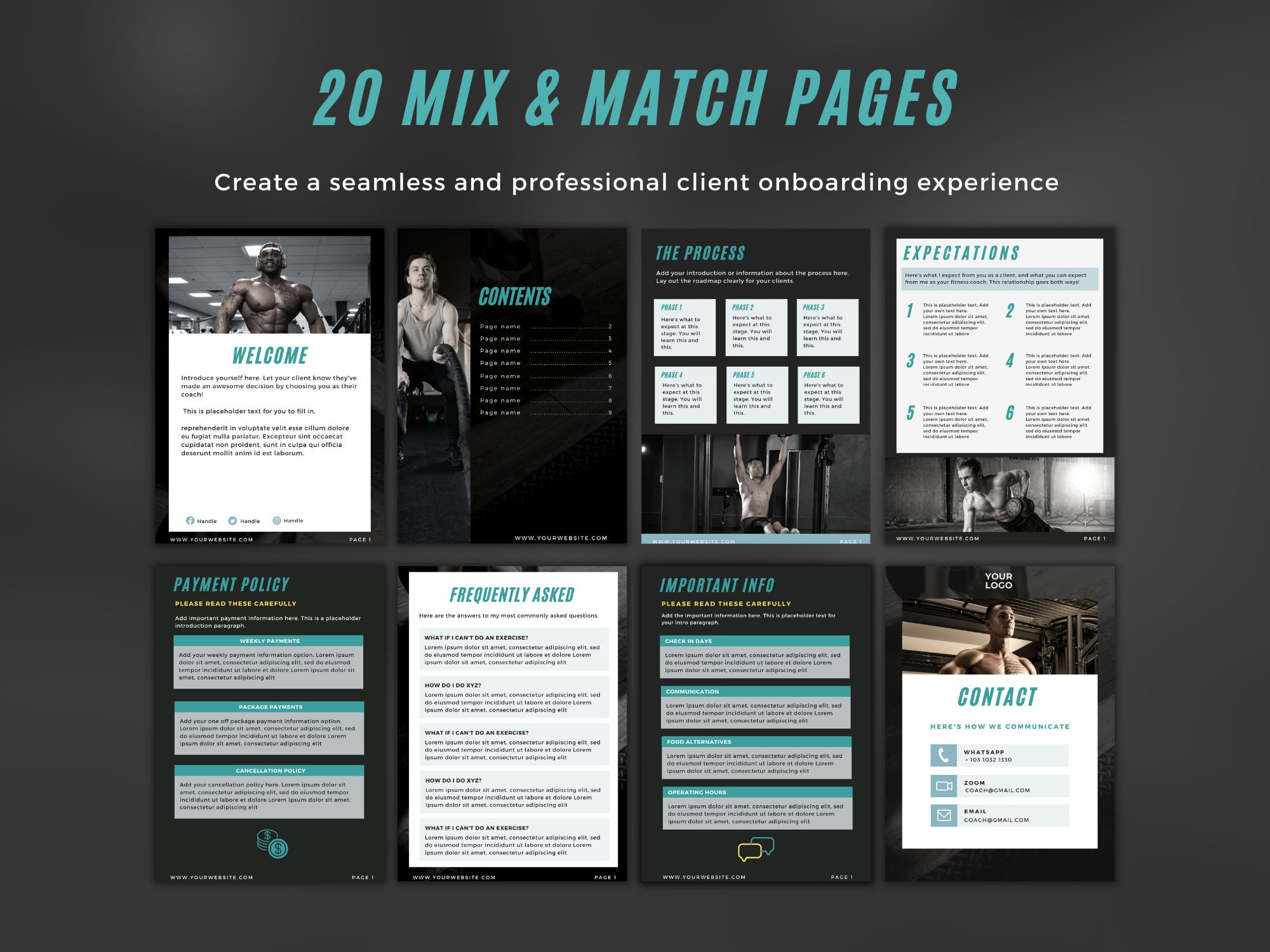 Fitness Client Welcome Packet Canva | Client Welcome Pack for Fitness ...