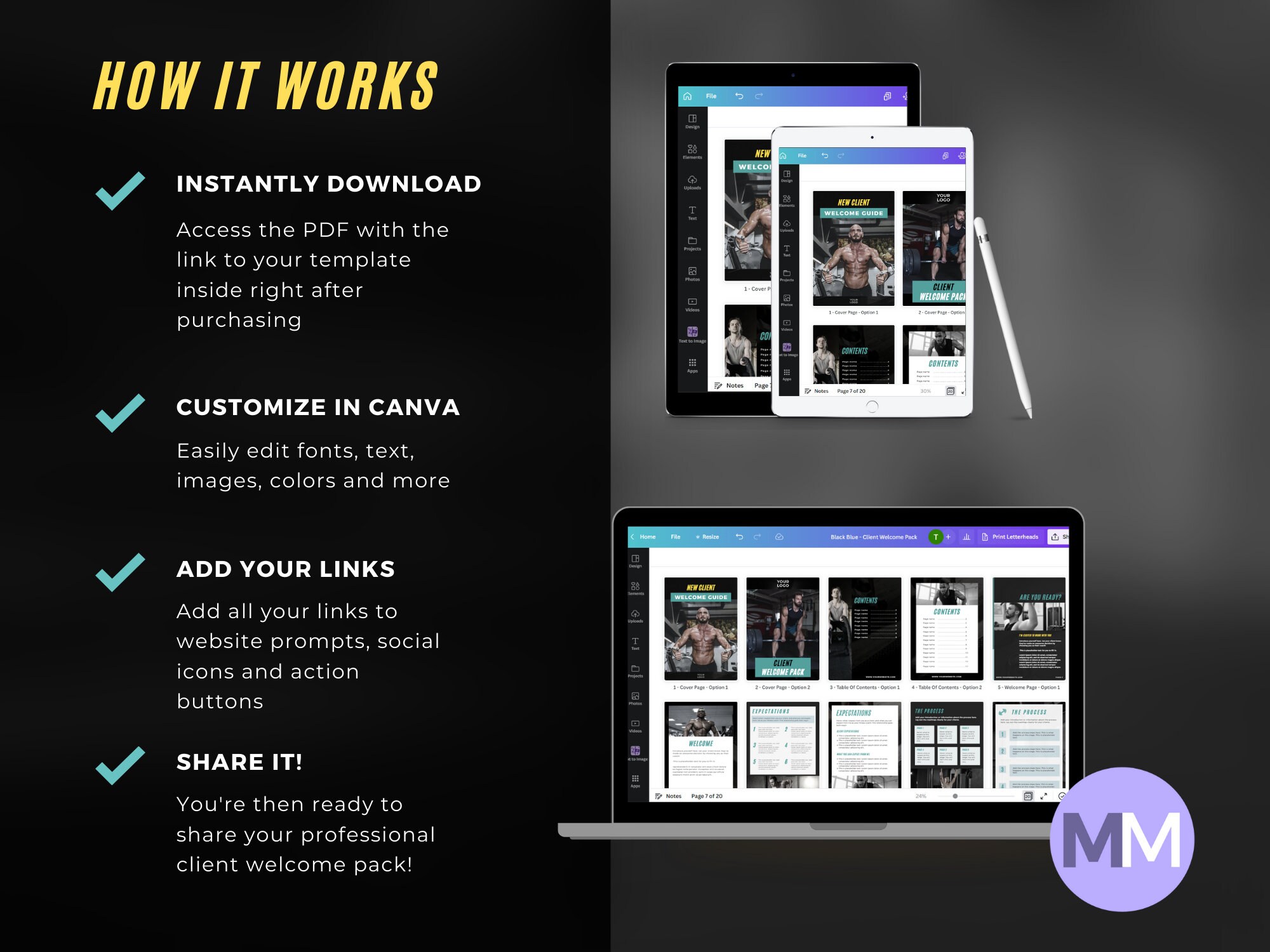 Fitness Client Welcome Packet Canva | Client Welcome Pack for Fitness ...
