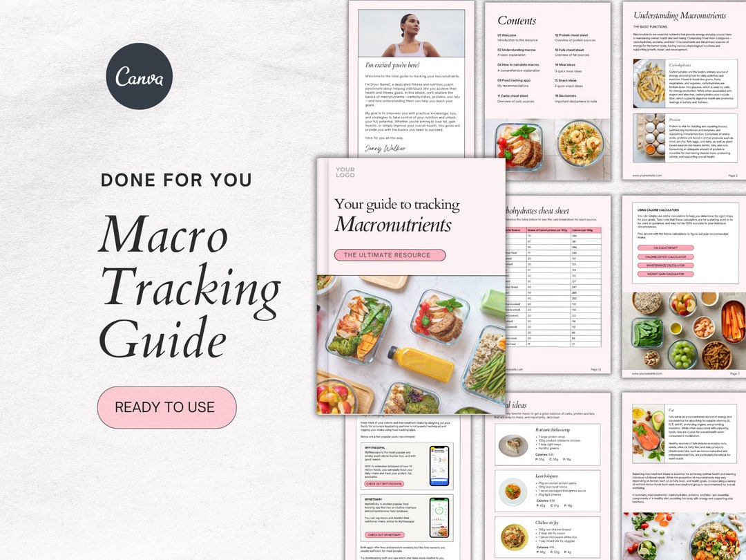 Editable Canva Macronutrients Tracking Guide, Macronutrients Cheat ...