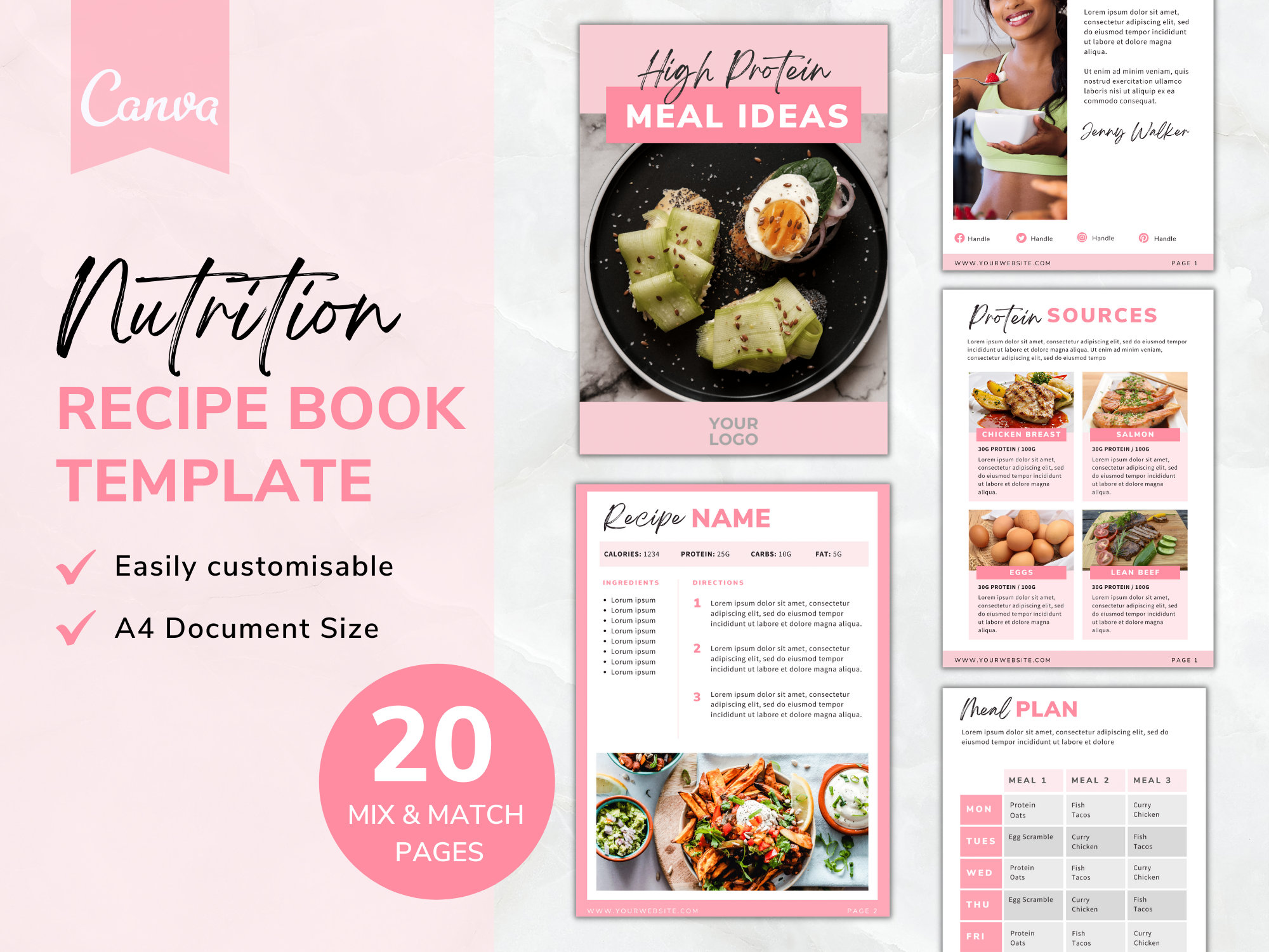 Nutrition Recipe Ebook Canva Template | Health & Fitness (digital ...