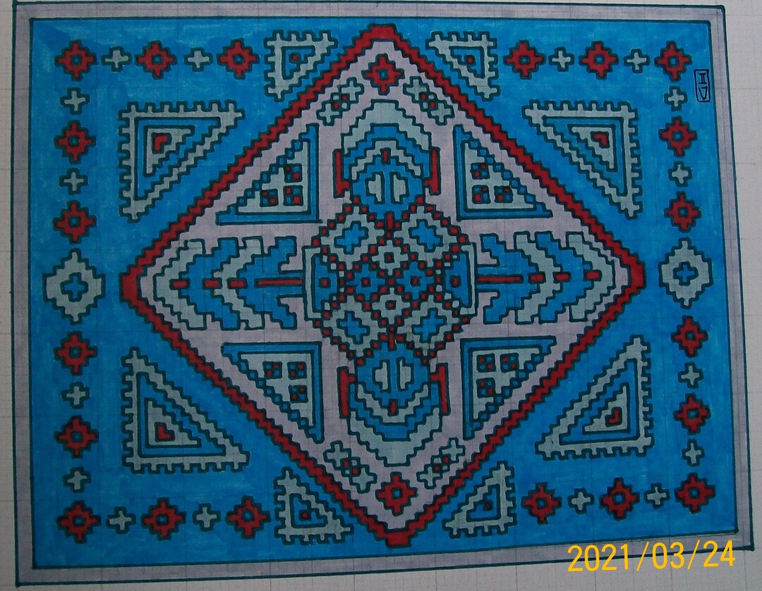Hand Painted Original Artwork Oriental Rug Pattern Designs - Etsy