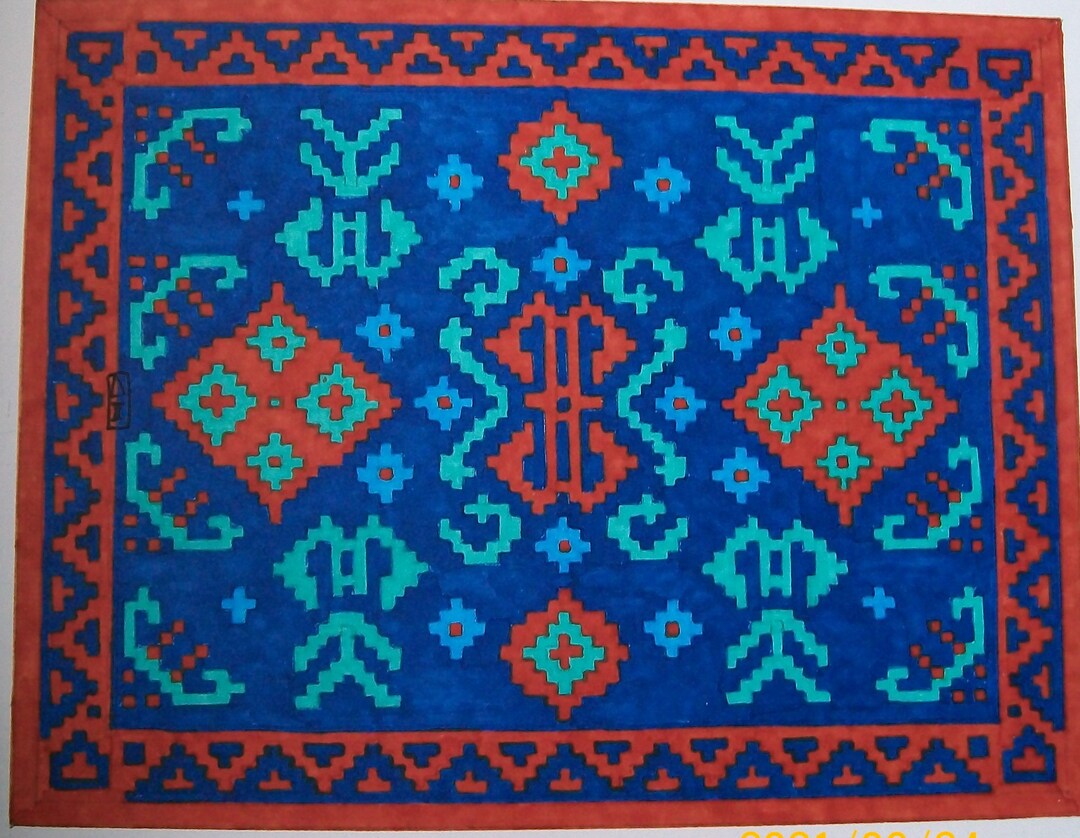 Hand Painted Original Artwork Oriental Rug Pattern Designs - Etsy