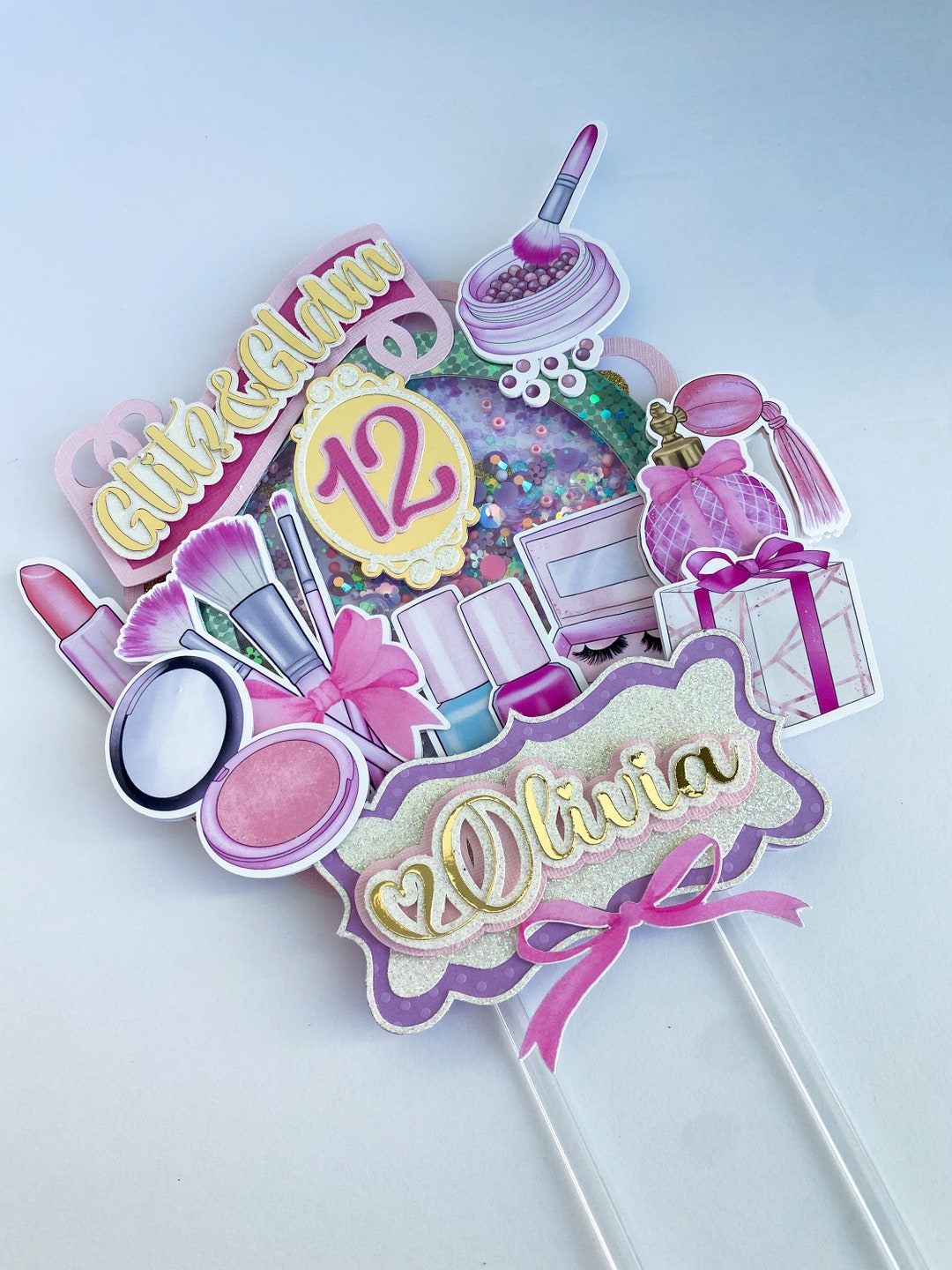 Makeup Cake Topper Glitz and Glam Cake Topperpamper Party Cake Topper ...