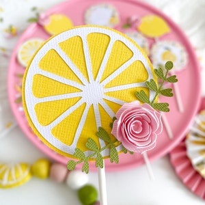 Pink Roses & Lemon Cupcake Toppers| Lemon Cupcake Toppers|lemon Theme ...