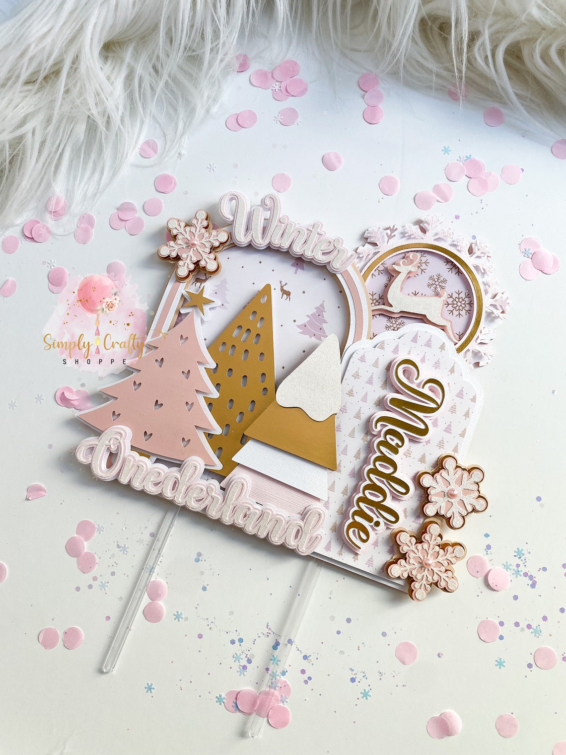 Winter Onederland Cake Topper Pink & Gold Winter Cake Topper - Etsy