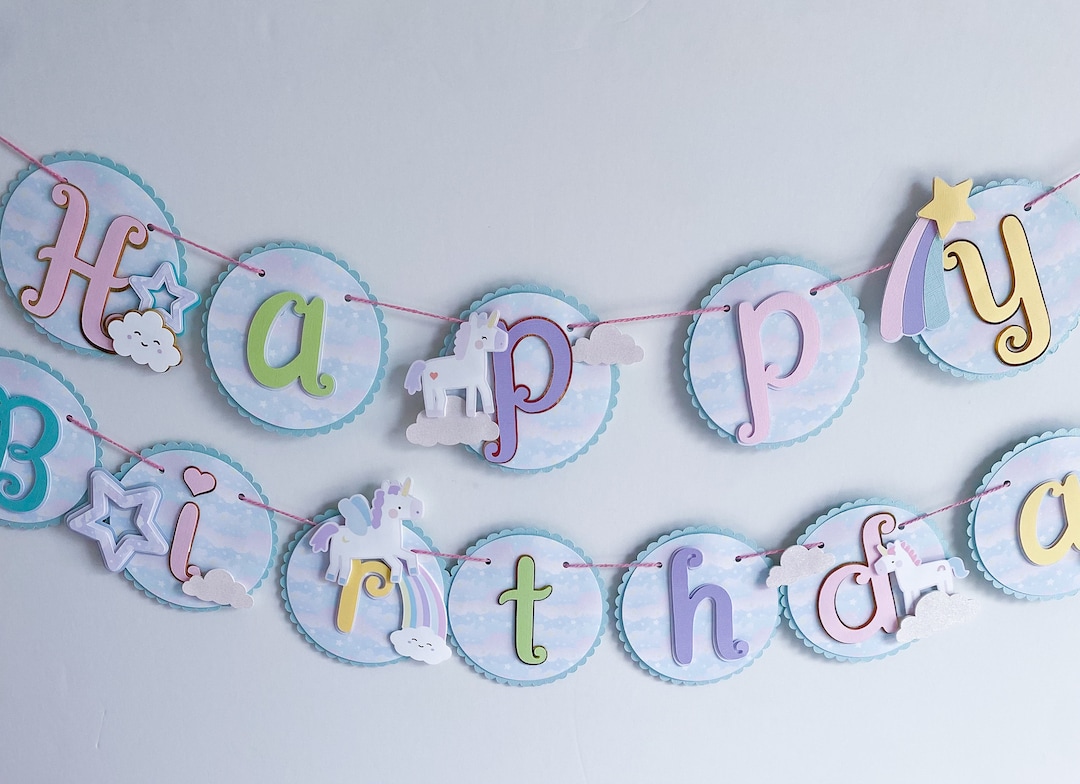 Unicorn Happy Birthday Banner |unicorn Theme Party|unicorn Birthday ...