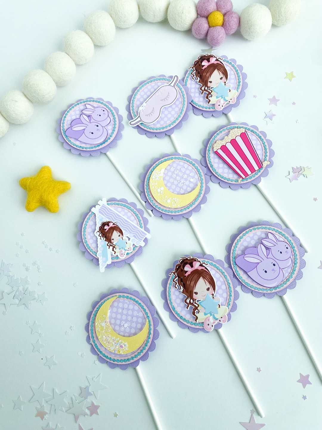 Slumber Party Cupcake Toppers|pajama Party Cupcake Toppers|sleepover ...