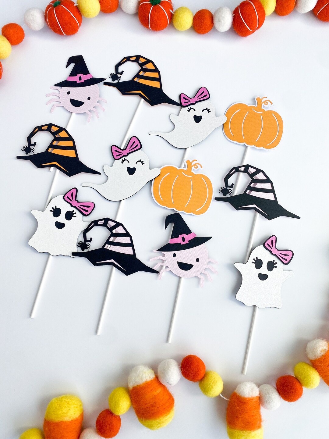 Pink Halloween Cupcake Toppers|ghost Cupcake Toppers|girly Halloween ...