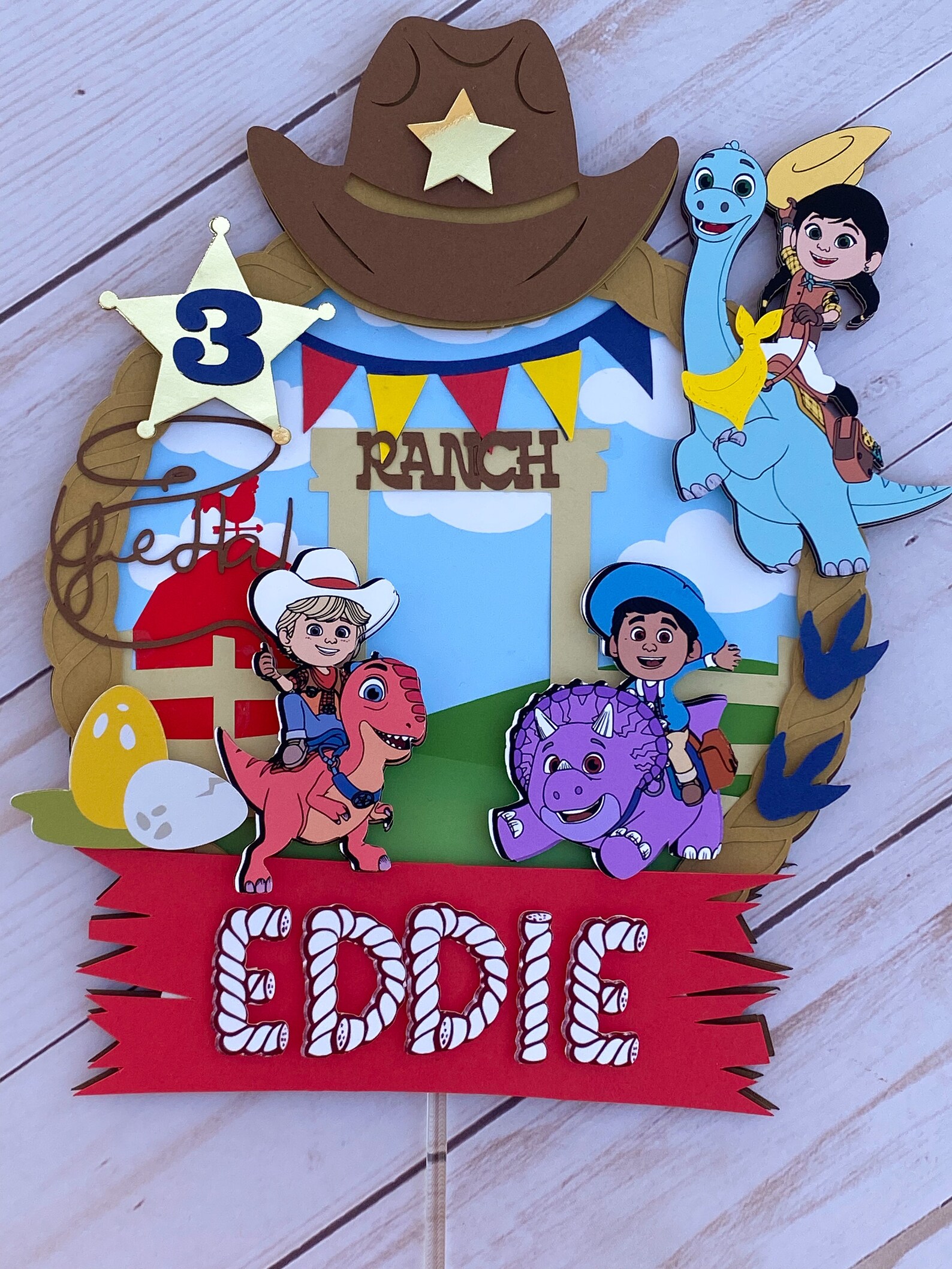 Dino Ranch Happy Birthday Bannerdino Ranch Birthdaydino | Etsy