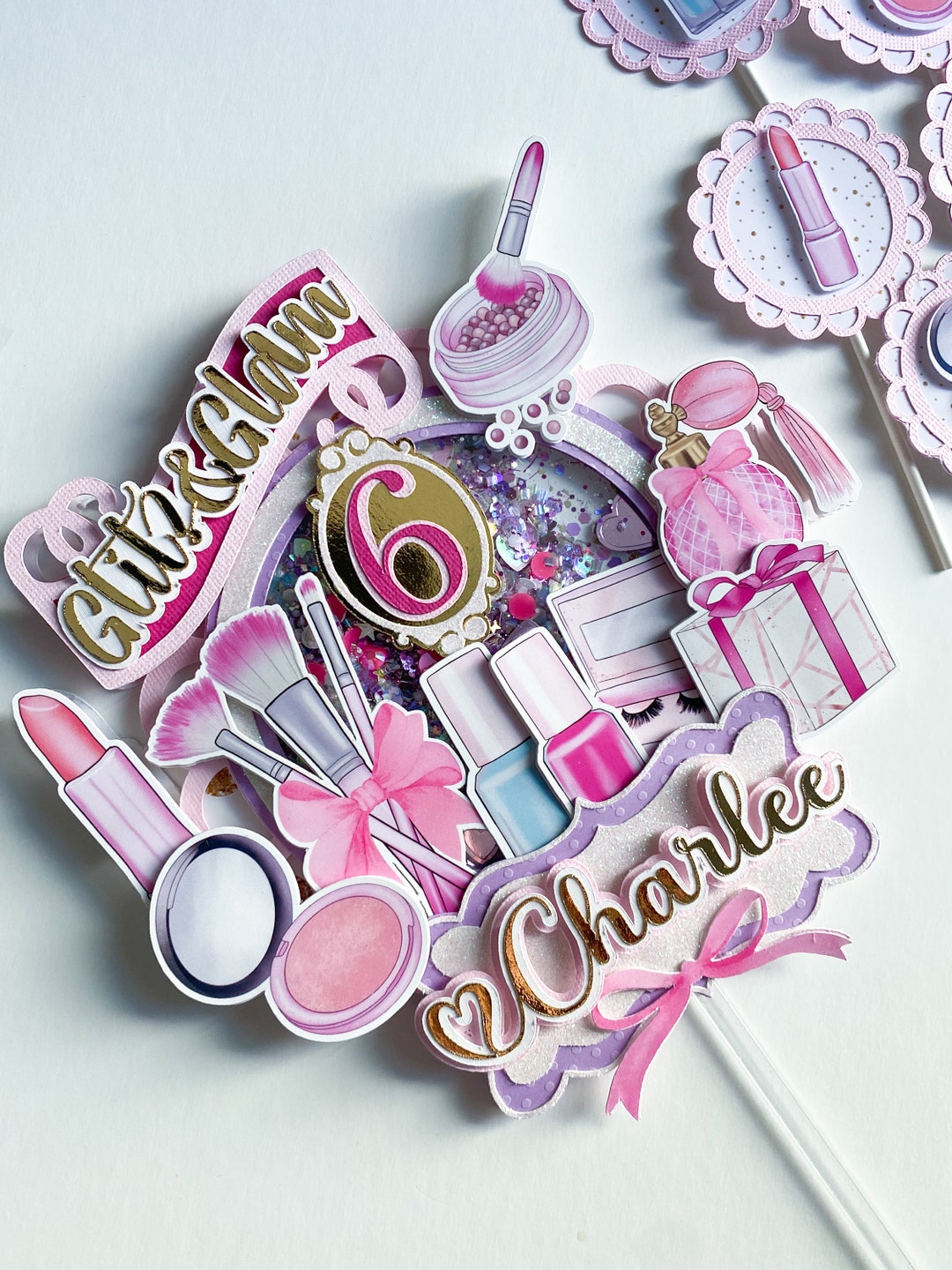 Makeup Cake Topper| Glitz and Glam Cake Topper|pamper Party Cake Topper ...