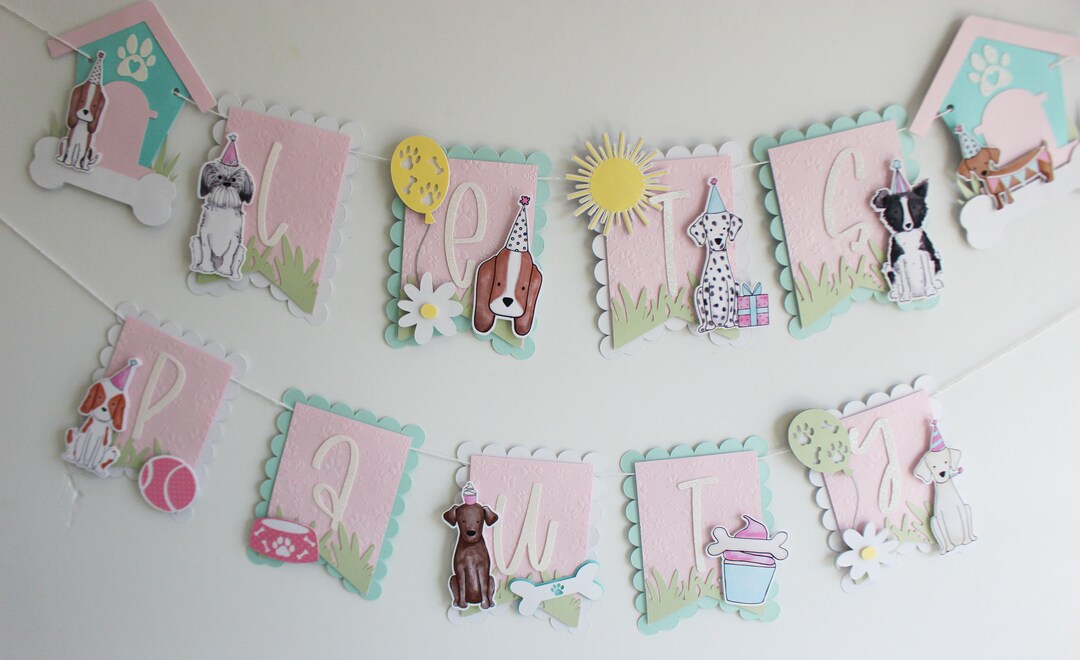 Puppy Happy Birthday Banner|dog Birthday Banner|puppy Theme|puppy Party ...