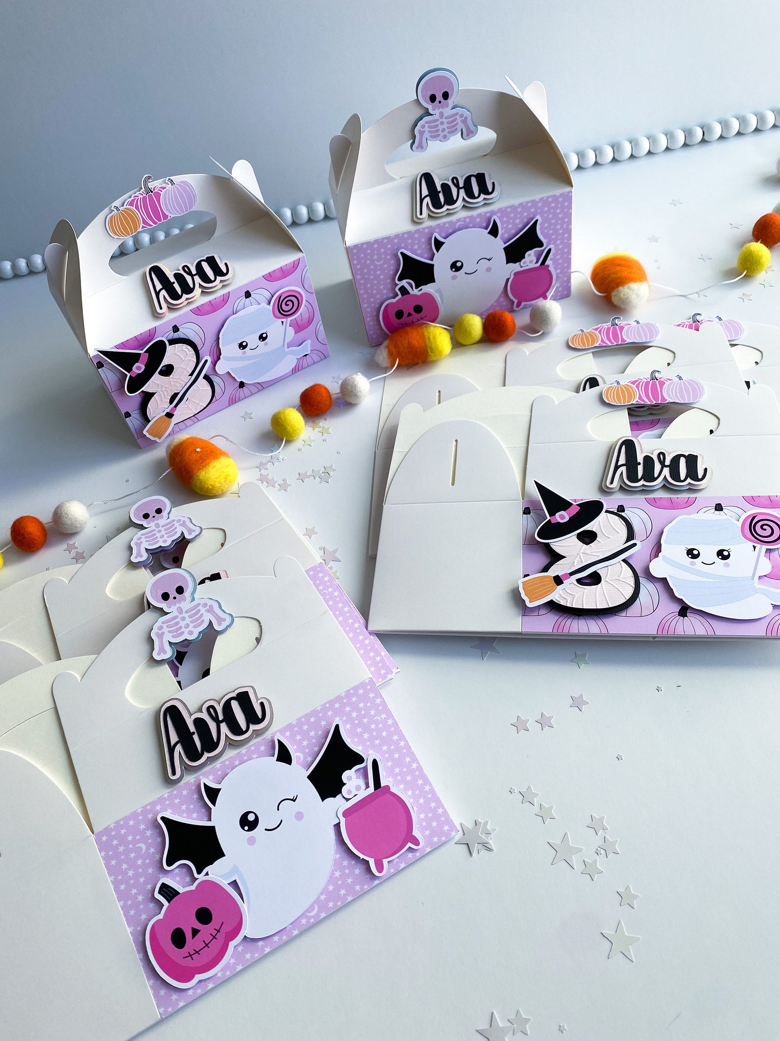 Halloween Party Favor Boxescute Ghost Birthday Boxespink - Etsy