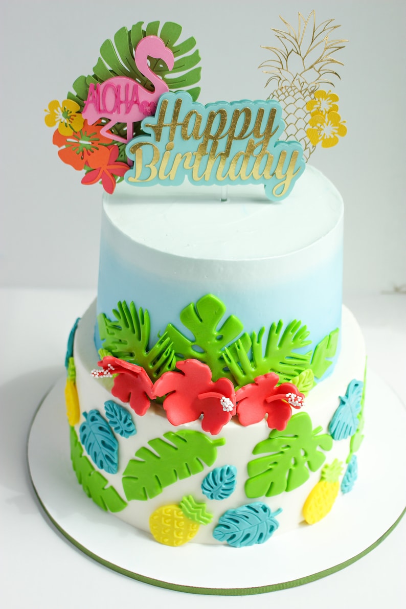 Luau Party Cake Topper Hawaiian Cake Topperluau Party - Etsy