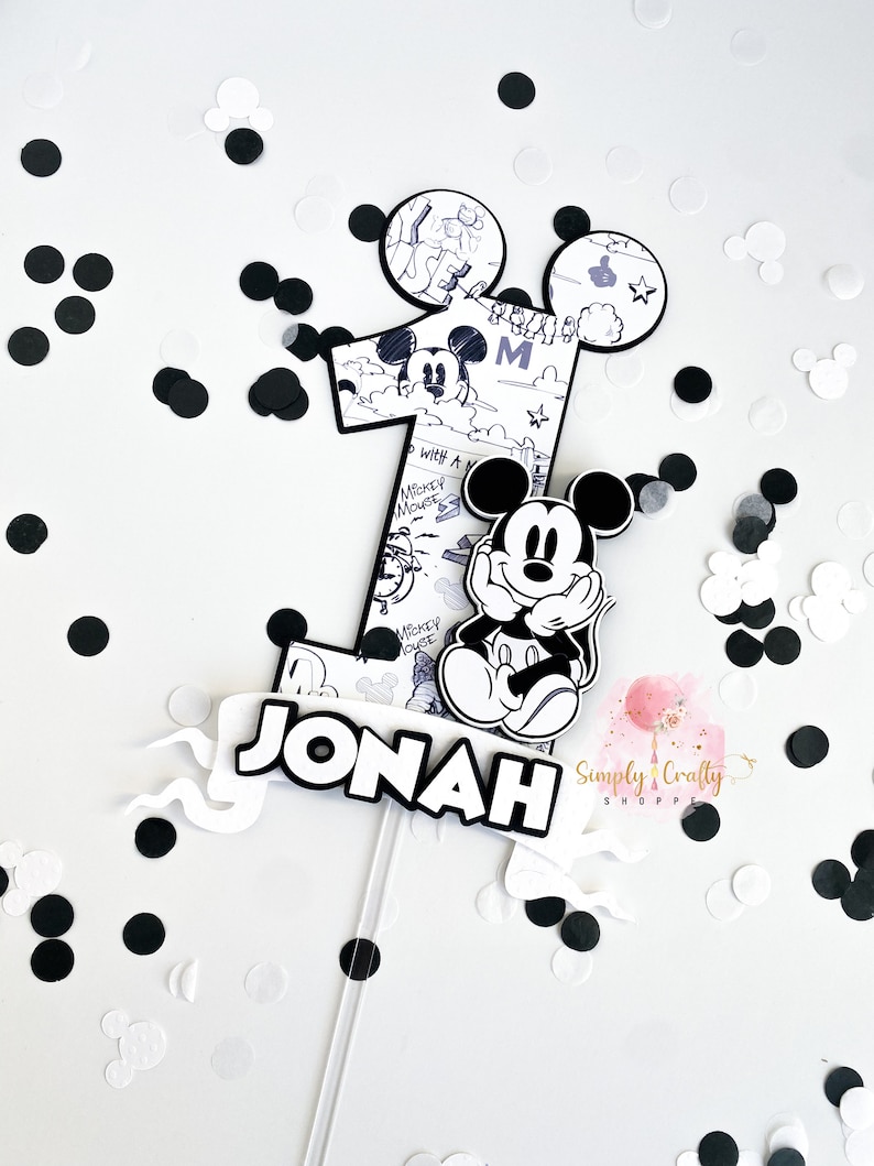 Black & White Mickey Mouse Cake Topperblack and White Mickey - Etsy