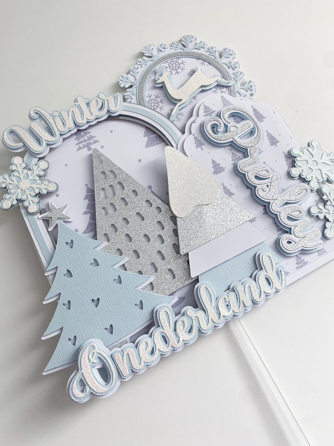 Winter Onederland Cake Topper| Blue & Silver Winter Cake Topper| Winter ...