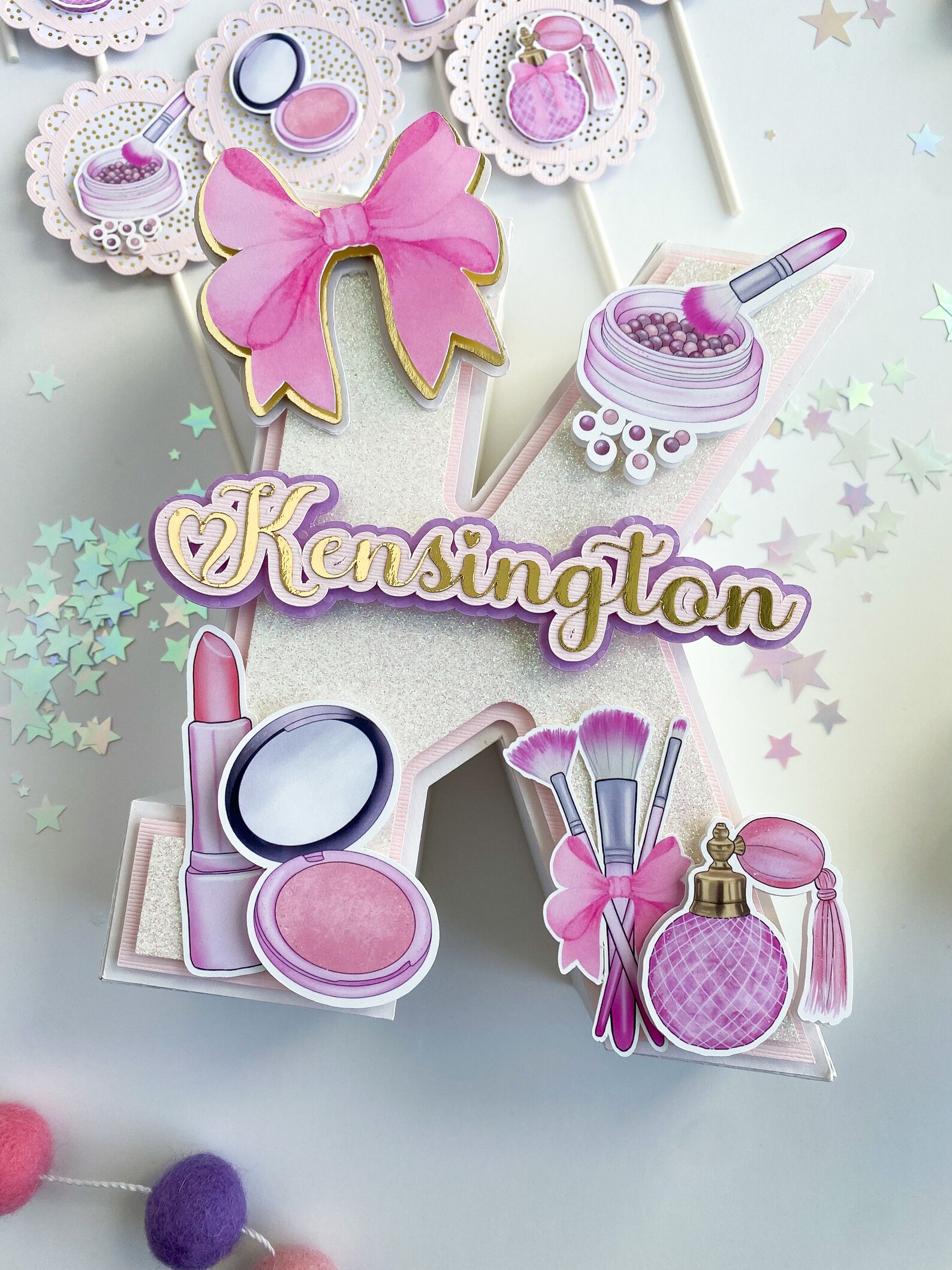 Makeup Cake Topper Glitz and Glam Cake Topperpamper Party Cake Topper ...