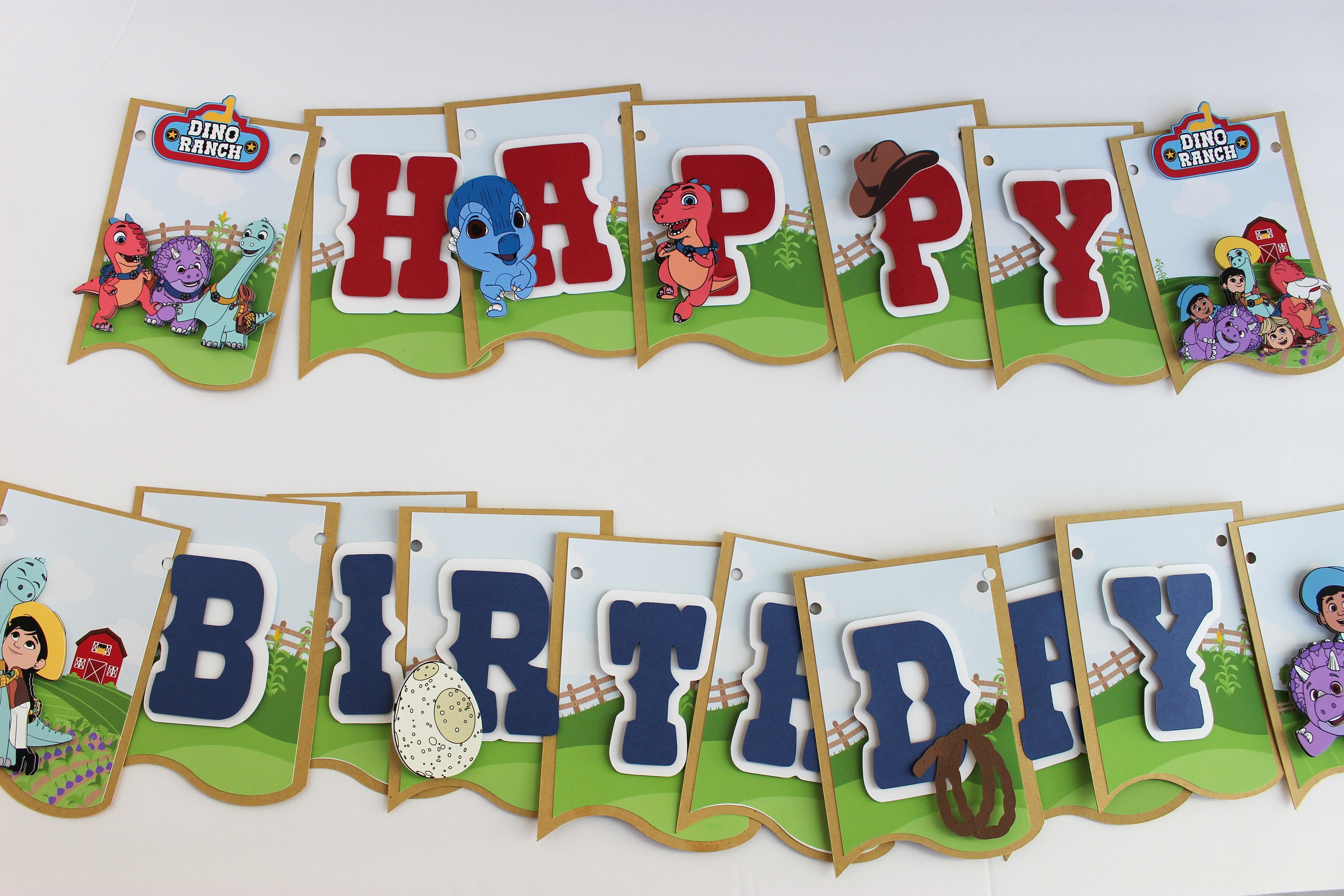 Dino Ranch Happy Birthday Bannerdino Ranch Birthdaydino | Etsy