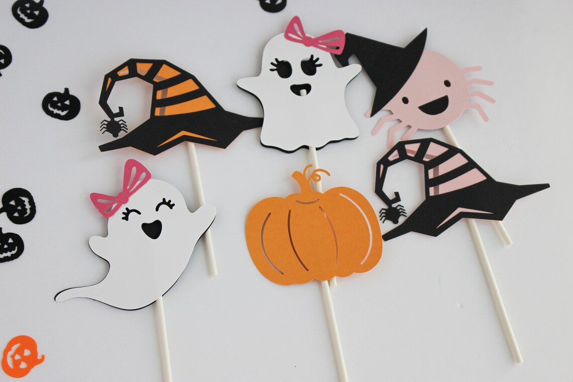 Pink Halloween Cake Toppercute Halloween Cake Topperpink - Etsy