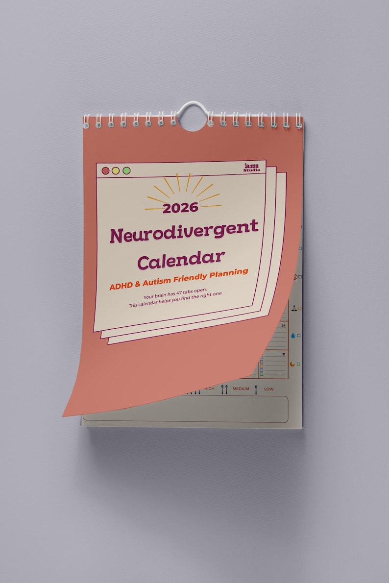 Neurodivergent Wall Calendar ADHD Autism Friendly - ND Planner Digital ...