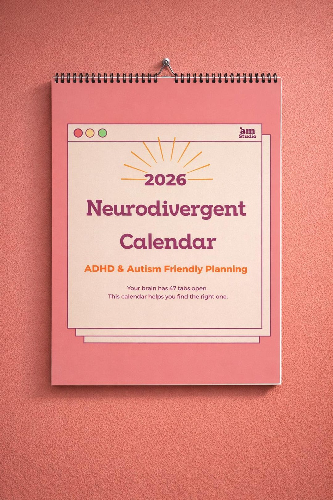 2026 Neurodivergent Wall Calendar —ADHD Autism Planner, Mood Tracker ...