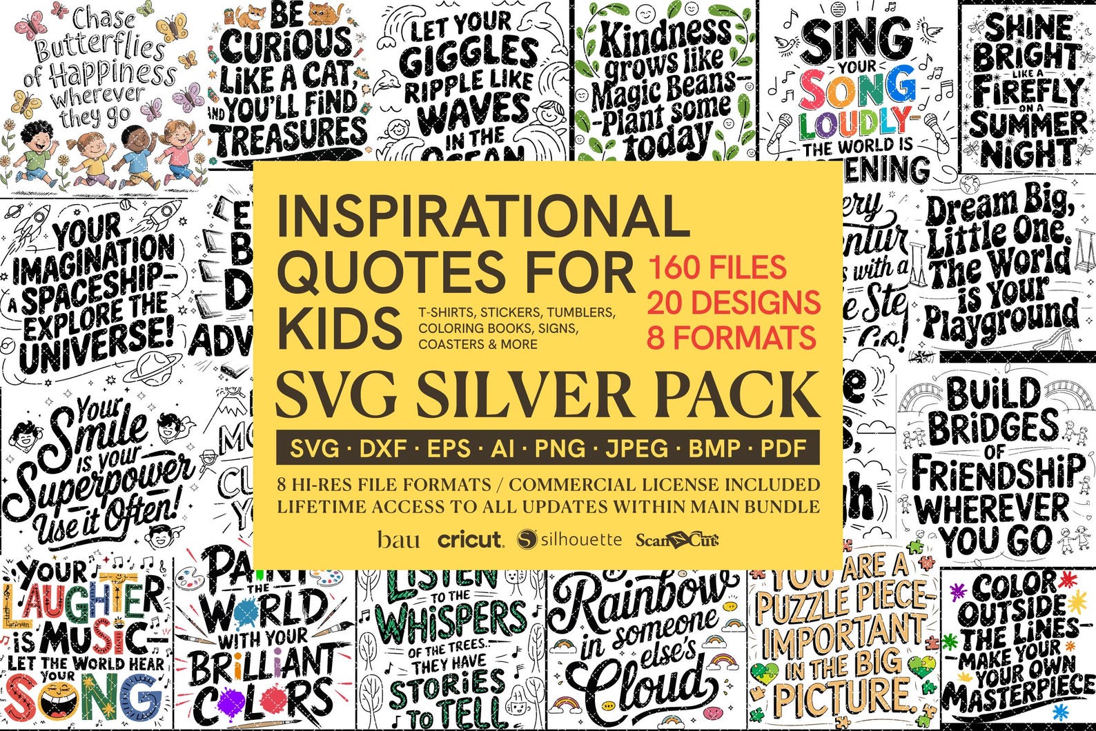 20 Inspirational Quotes for Kids Designs Pack, SVG, Png, Eps, Jpeg, 8 ...