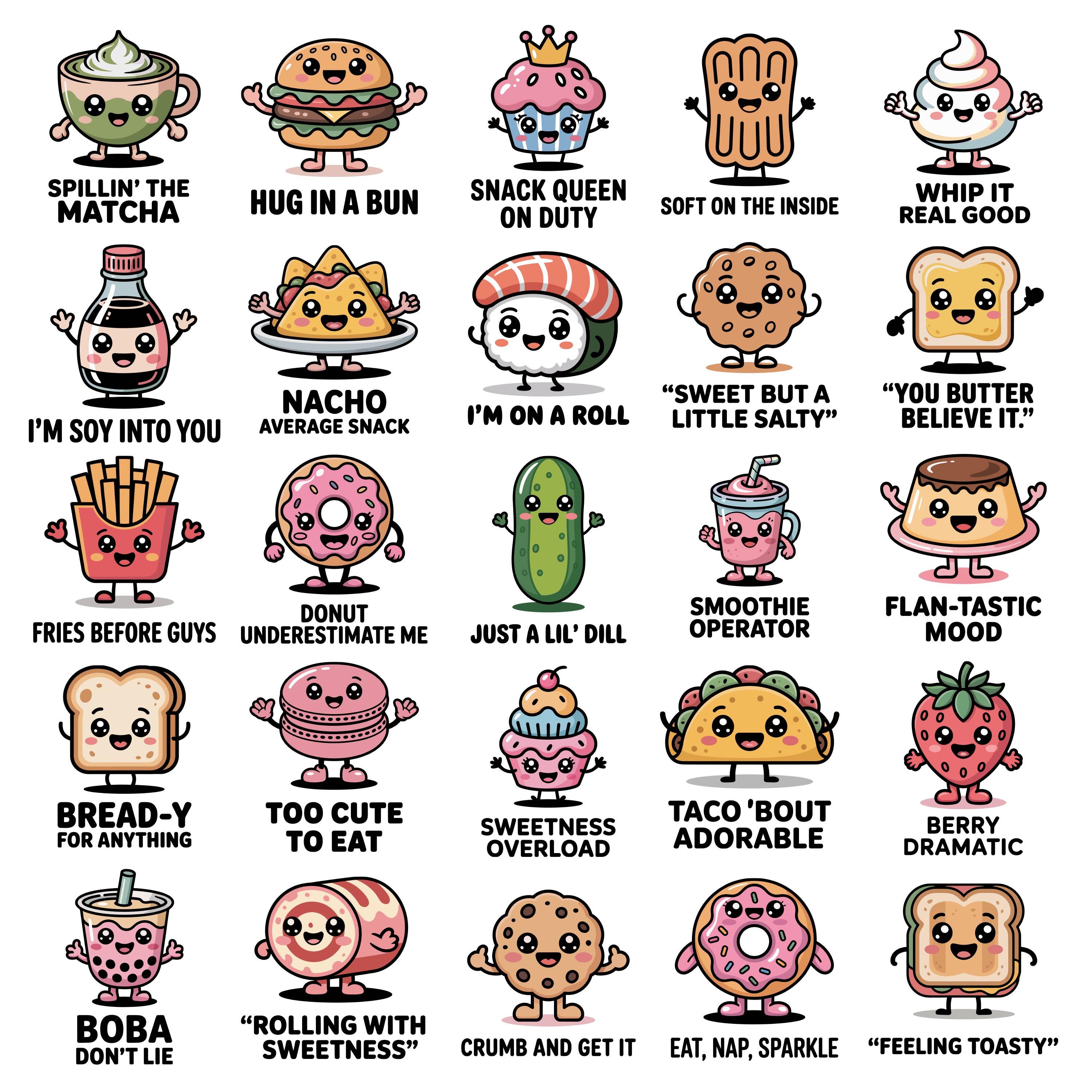2480 Kawaii Food & Snack Characters Bundle, SVG, Png, 8 File Formats ...