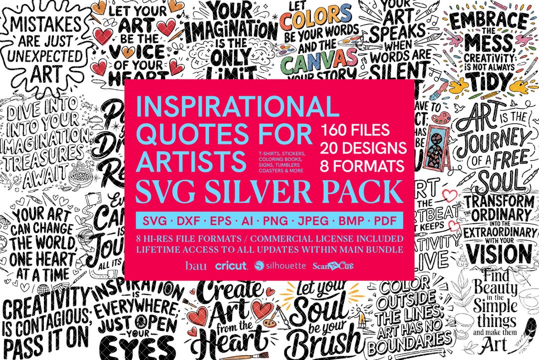 20 Inspirational Quotes for Artists Designs Pack, SVG, Png, Eps, 8 ...